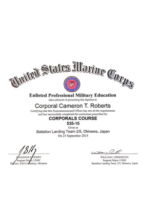Corporal course cert. | PDF