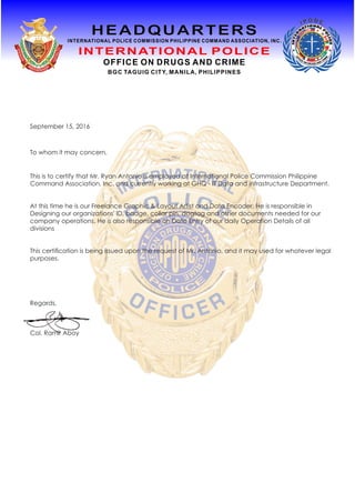 certificate of employment - international police | PDF