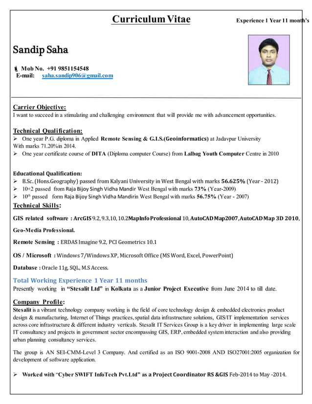 Curriculum Vitae Sandip Saha | PDF
