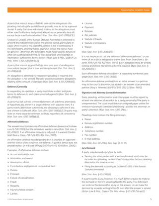 Responding to a Complaint - Kansas | PDF