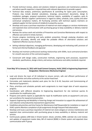 MDK Maintenance Manager 1 7+Year Experience | PDF