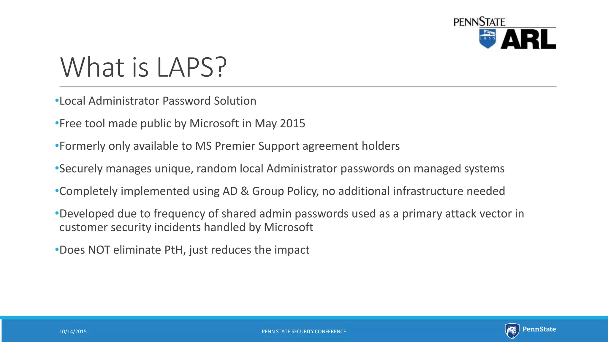 PSU Security Conference 2015 - LAPS Presentation | PDF
