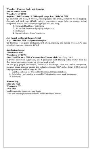 Rebecca Withnell quality control inspector | DOC