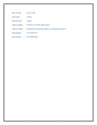 Vineeth biodata | PDF