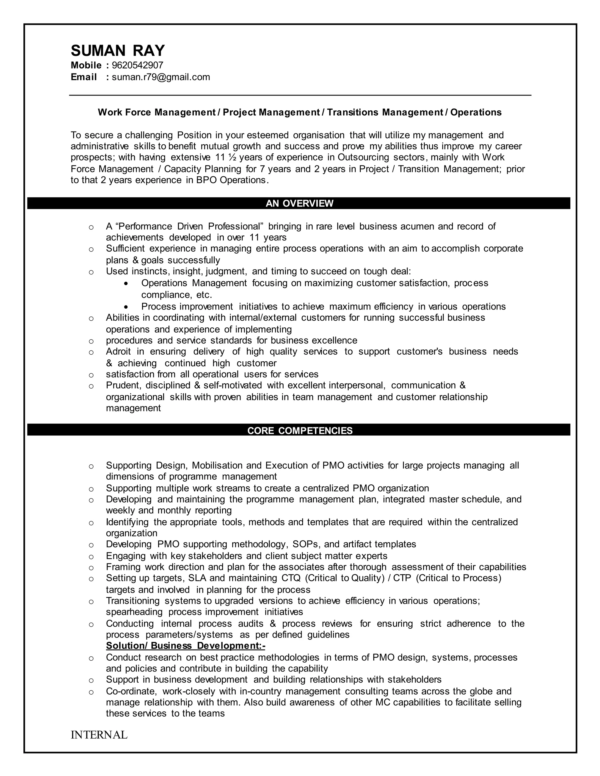 Resume_Suman Ray_Sep 2015 | DOCX | Human Resources | Business