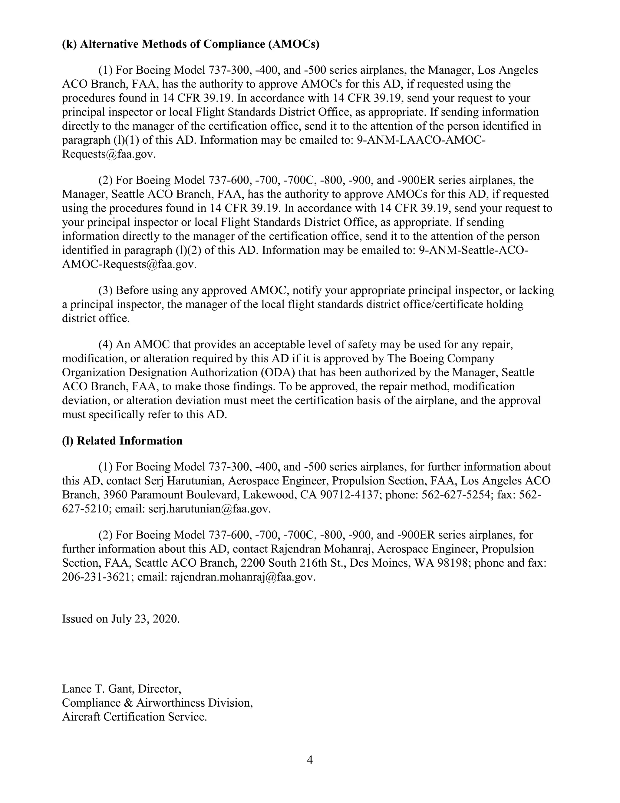 FAA - EMERGENCY AIRWORTHINESS DIRECTIVE (B737 Classic & NG) | PDF