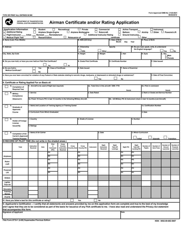 Faa pilot certificate form | PDF