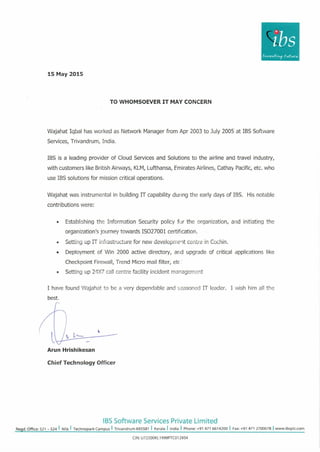 IBS Plc Recommendation Letter | PDF