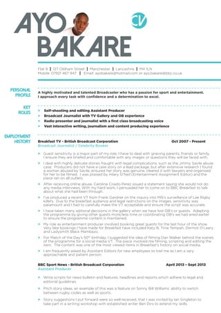 Ayo Bakare CV_v3 2015 | PDF | Video Production | Content Production