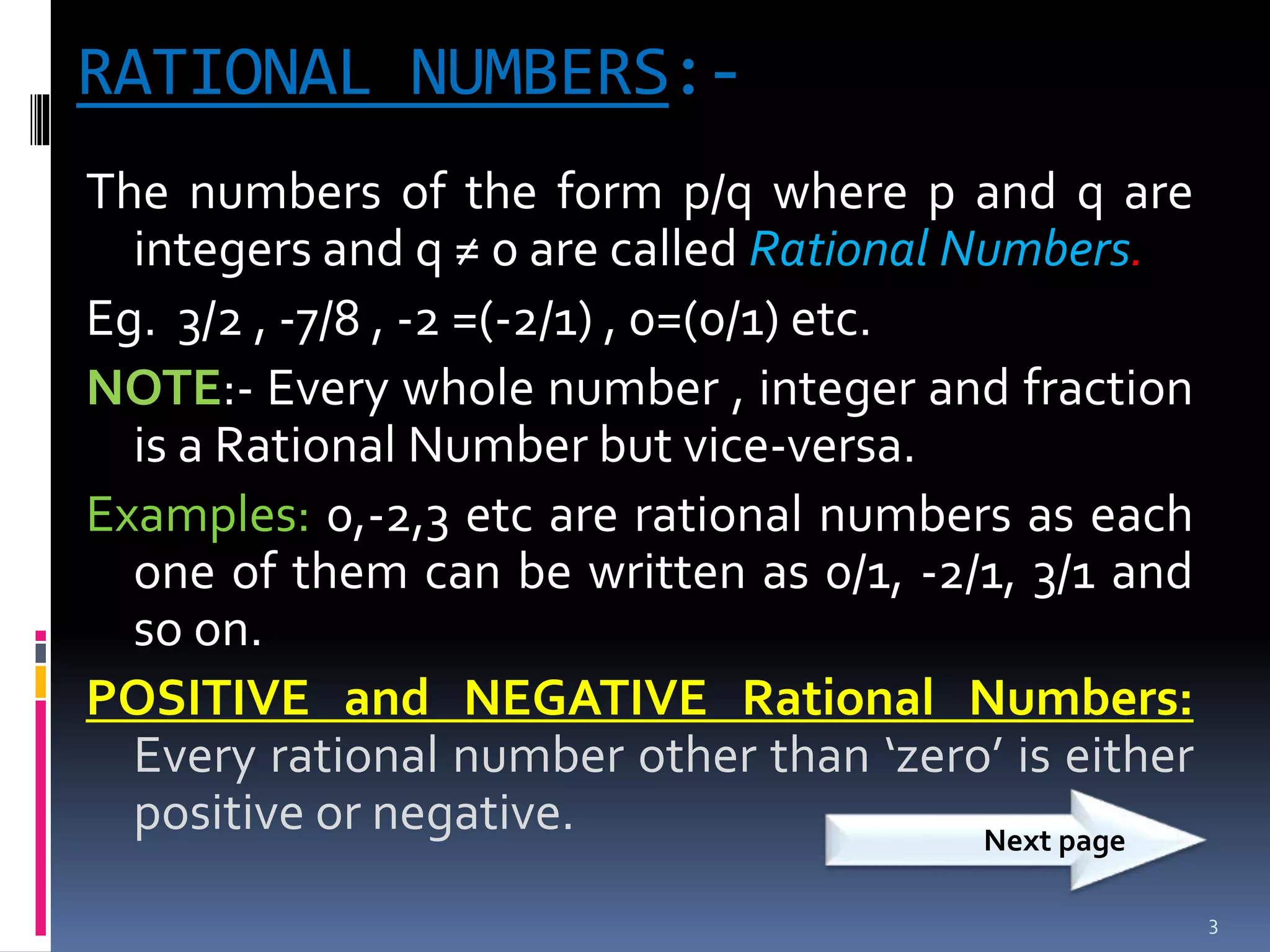 Programed instructional material: Rational Numbers | PPTX