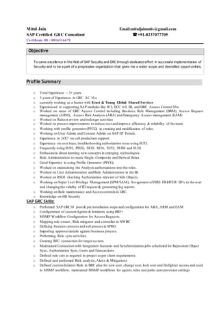 Mitul Jain SAP GRC Security | PDF