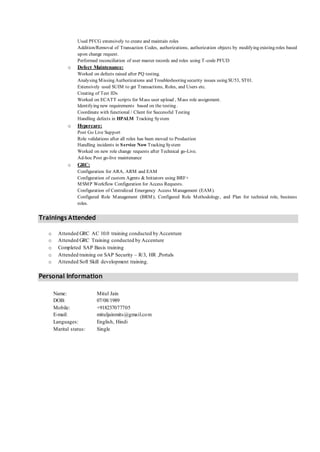 Mitul Jain SAP GRC Security | PDF