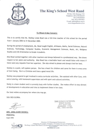 King's school reference letter | PDF