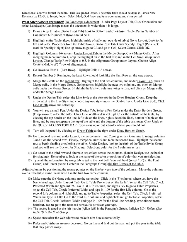 Faa table instructions | PDF