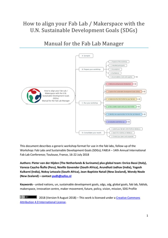 Manual: How to align your Fab Lab / Makerspace with the U.N. Sustainable Development Goals (SDGs ...