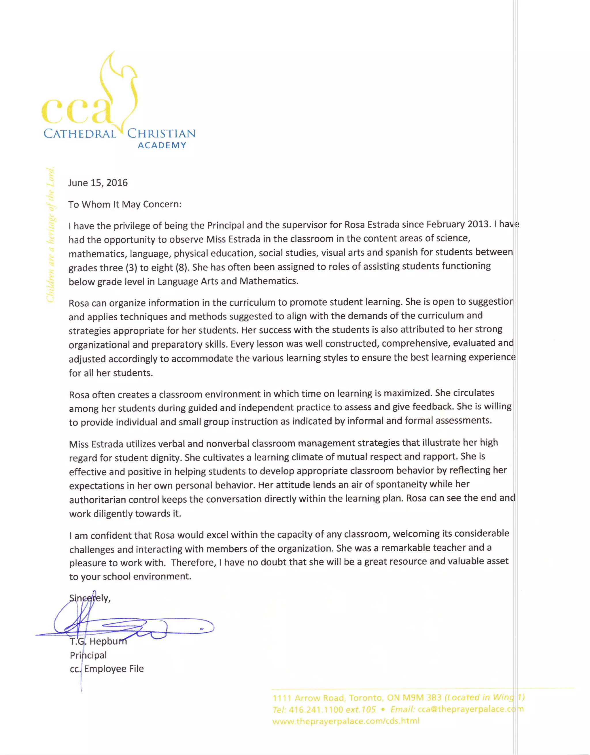 CCA reference letter | PDF