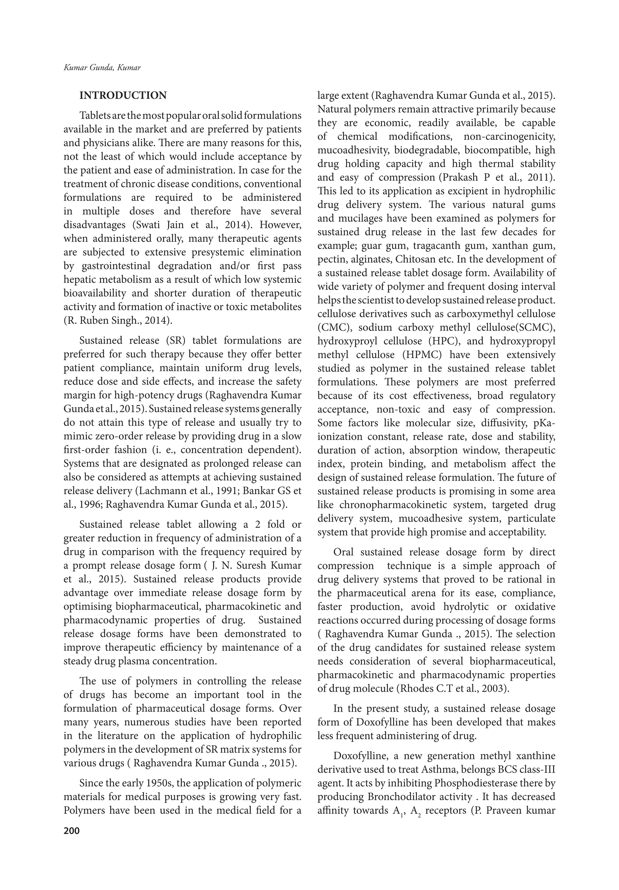 Formulation Development And Evaluation Of Doxofylline Sustained Release