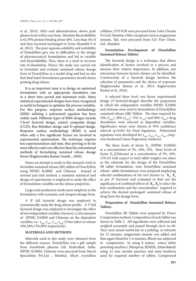 Formulation Development And Evaluation Of Doxofylline Sustained Release