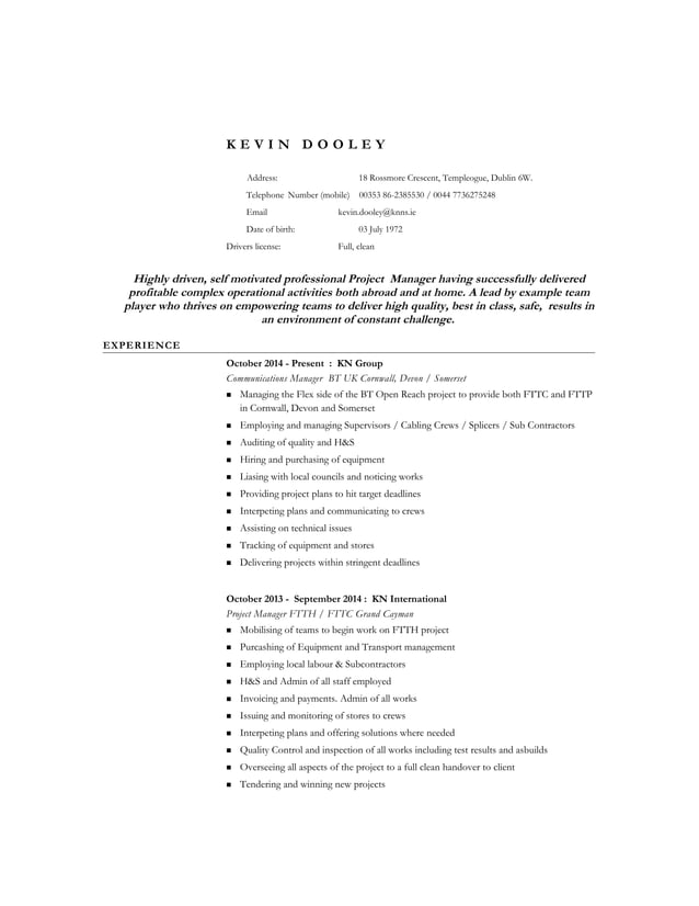 Kevin Dooley CV | PDF