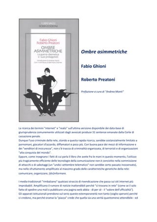 Fabio Ghioni - Preatoni Ombre asimmetriche. La guerra cibernetica ei ...