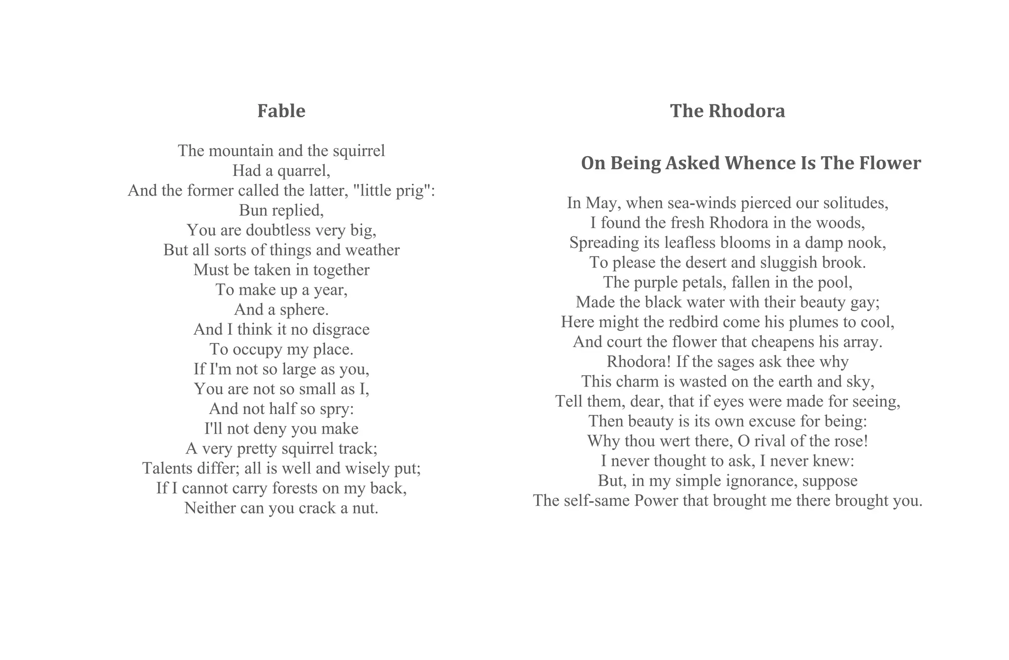 Fable & rhodora (eng, & american lit.) | PPT