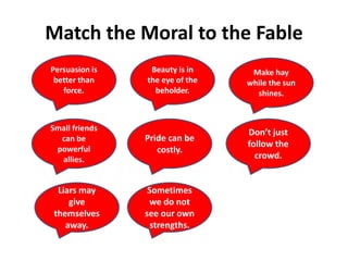 Fables and their Morals Match Style2011.ppt