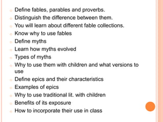 Fables, myths and epics | PPT