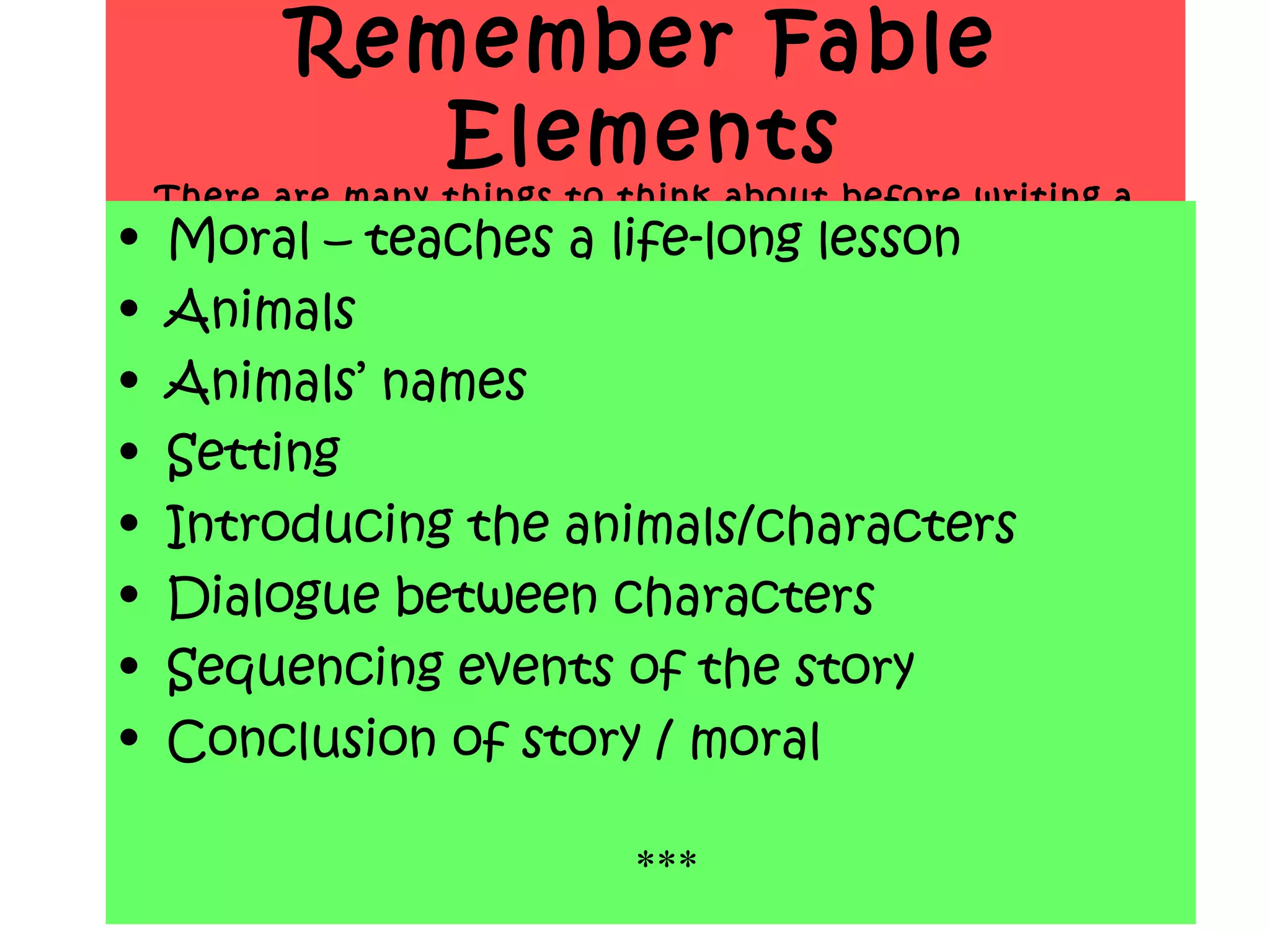Fable Writing for Kids | PPT