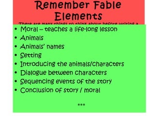 Fable Writing for Kids | PPT