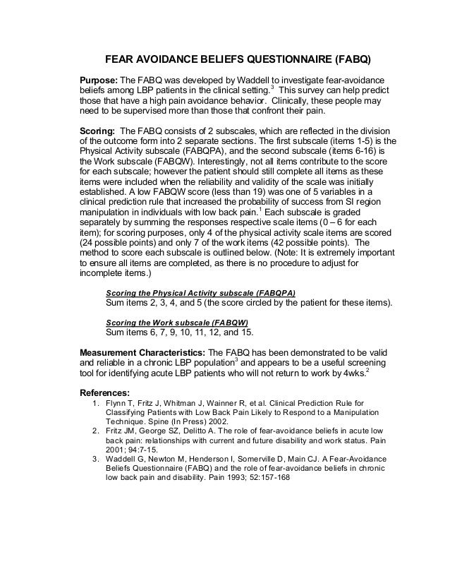 Fear-Avoidance Beliefs Questionnaire