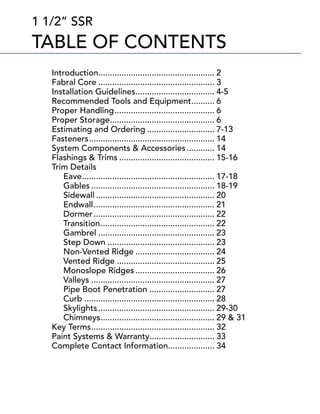 Fabral SSR Metal Roofing Installation Manual | PDF