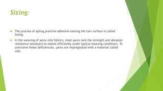 sizing of Synthetic yarn | PPTX