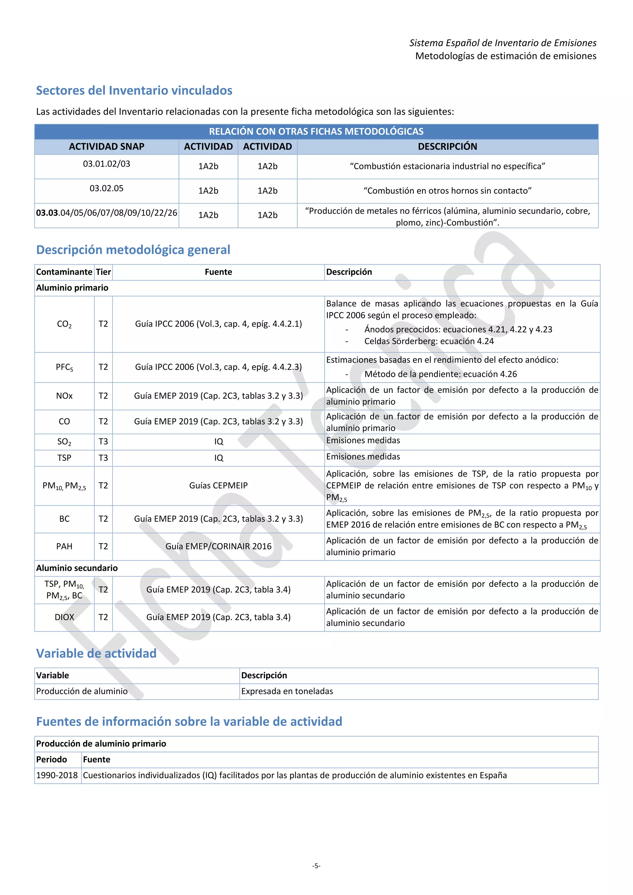 Fabricación de aluminio (emisiones de proceso) | PDF