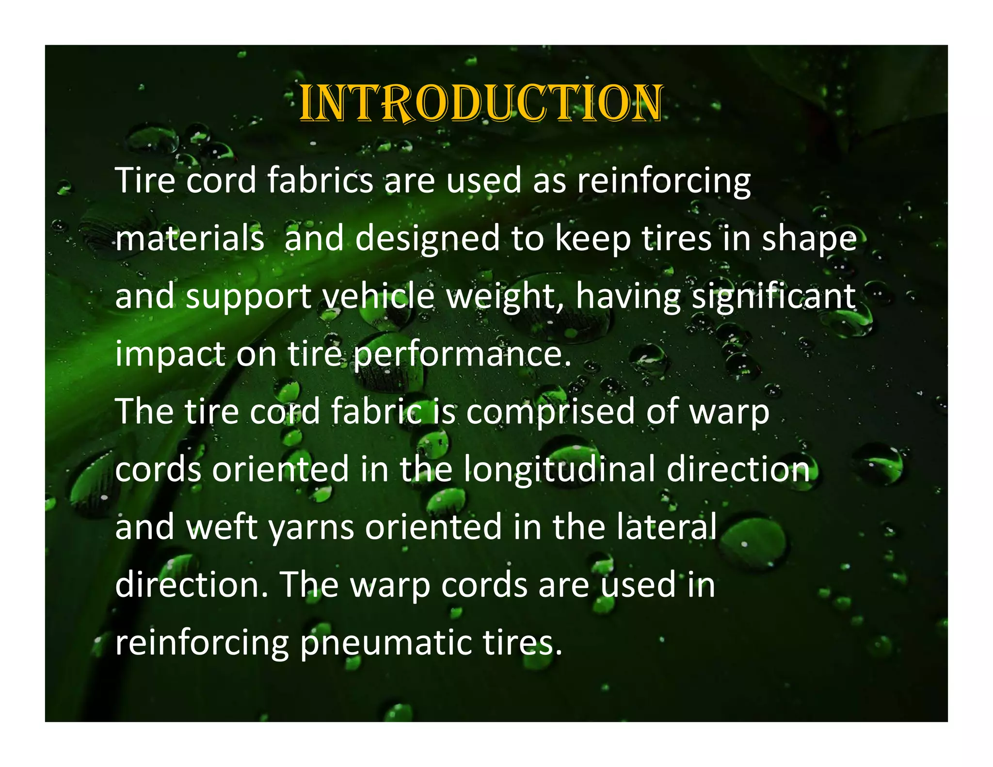 Fabric and fibres for tire | PDF