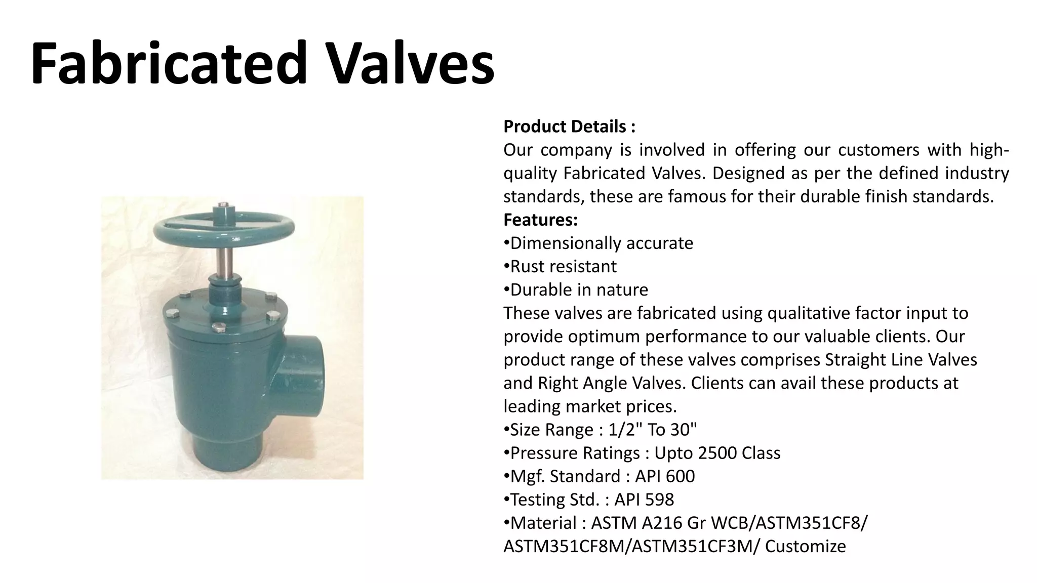 Fabricated valve | PDF