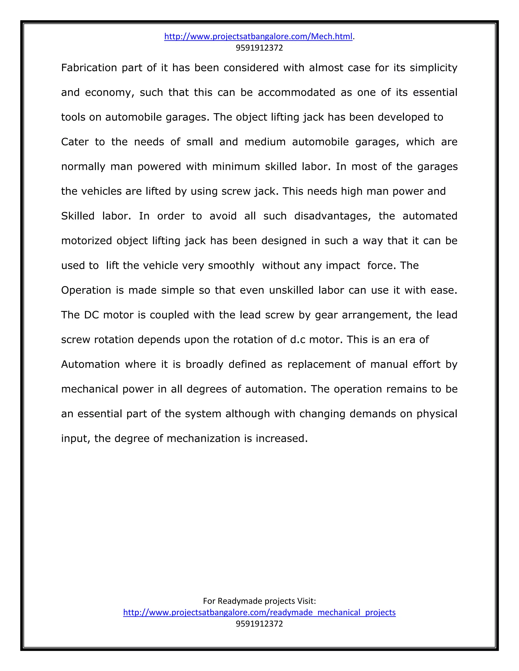 Fabrication of-motorized-hydraulic-jack | PDF