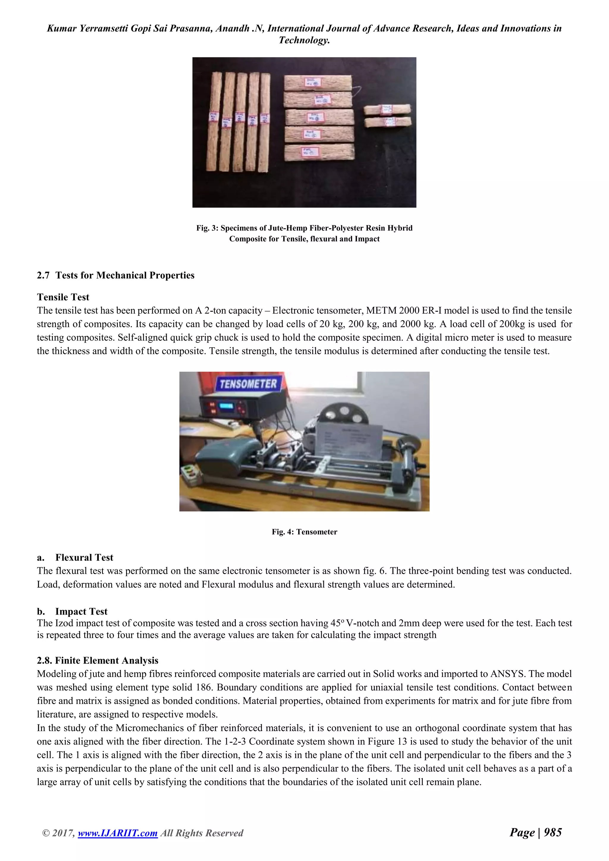 Fabrication and analysis of jute hemp reinforced fiber | PDF
