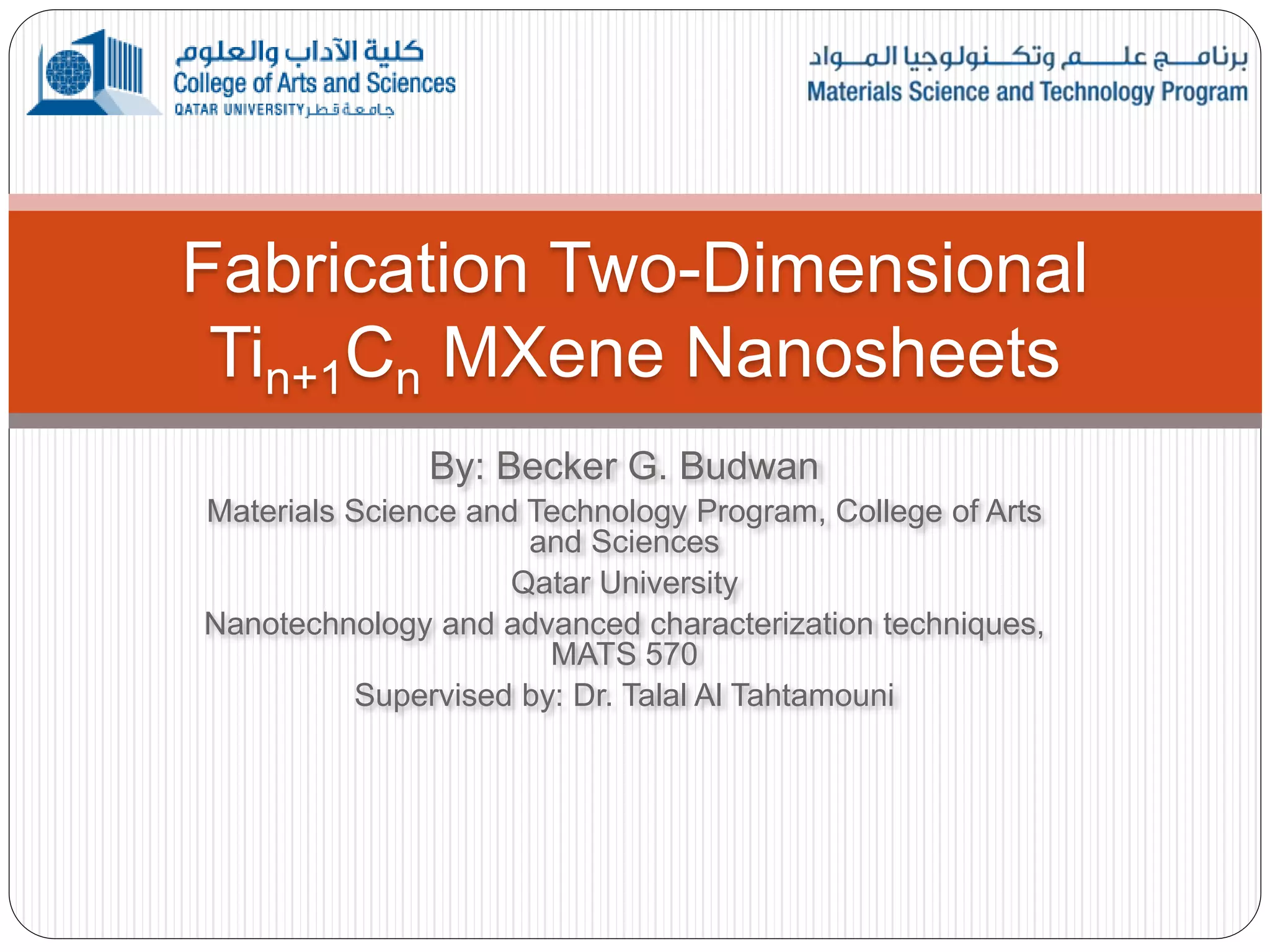 Fabrication and Characterization of 2D Titanium Carbide MXene ...