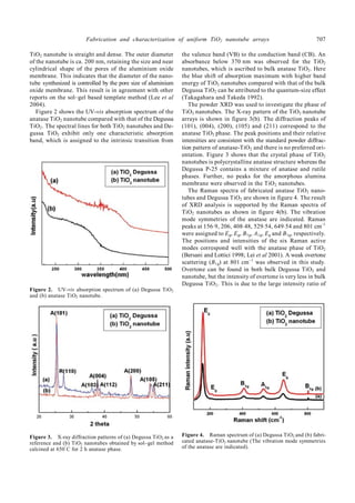 Fabrication and characterization of uniform ti o2 nanotube arrays by sol gel template method | PDF