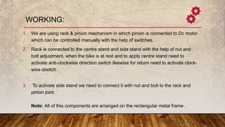 Fabrication of electro mechanical controlled bike stand | PPT