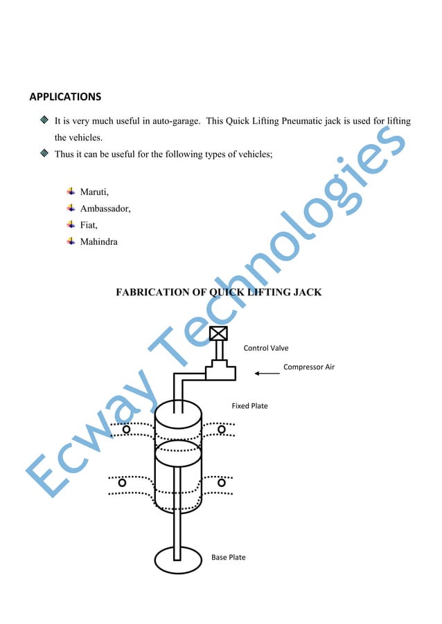 Fabrication of four side pneauamtic lifting jack | PDF