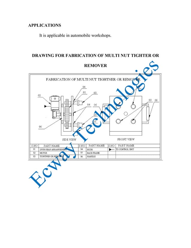 Fabrication of multi nut tighter or remover | DOC | Auto Technology ...
