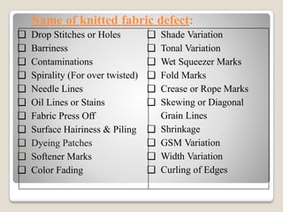 Fabric defect details in a g=complete garment | PPTX