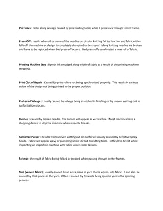 Fabric defects | DOCX