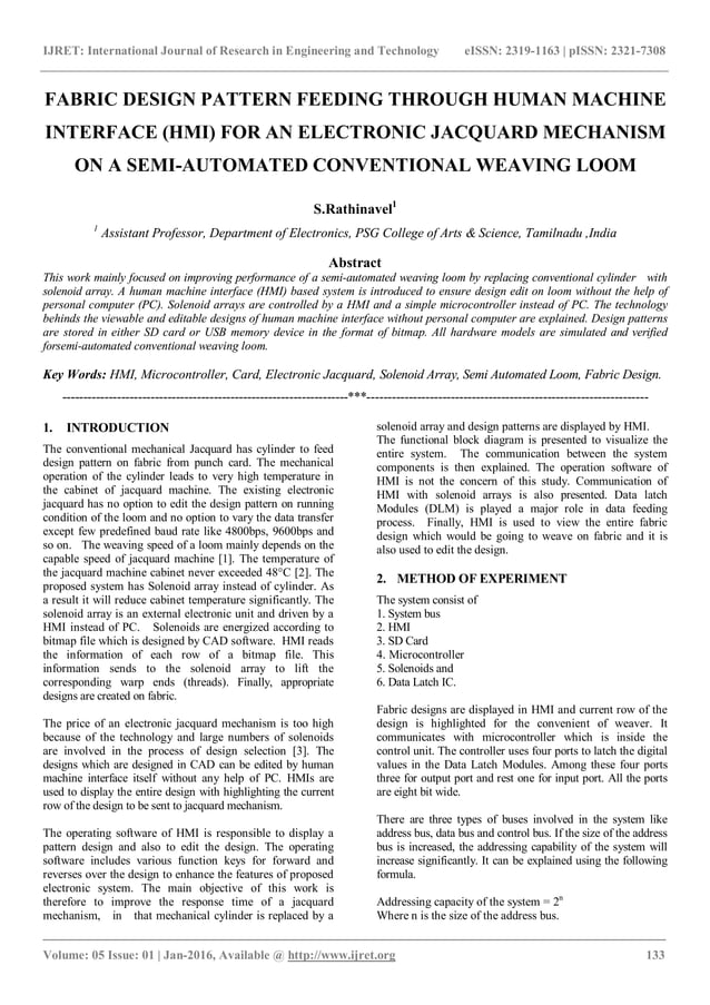 Fabric design pattern feeding through human machine interface (hmi) for ...