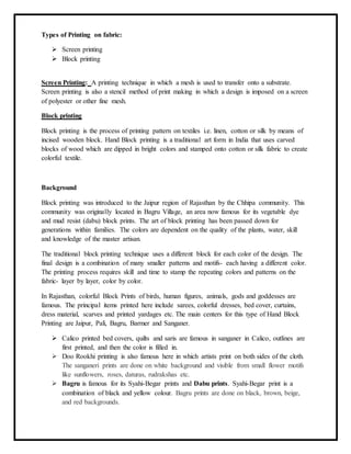 Fabric Development & Block Printing | DOCX