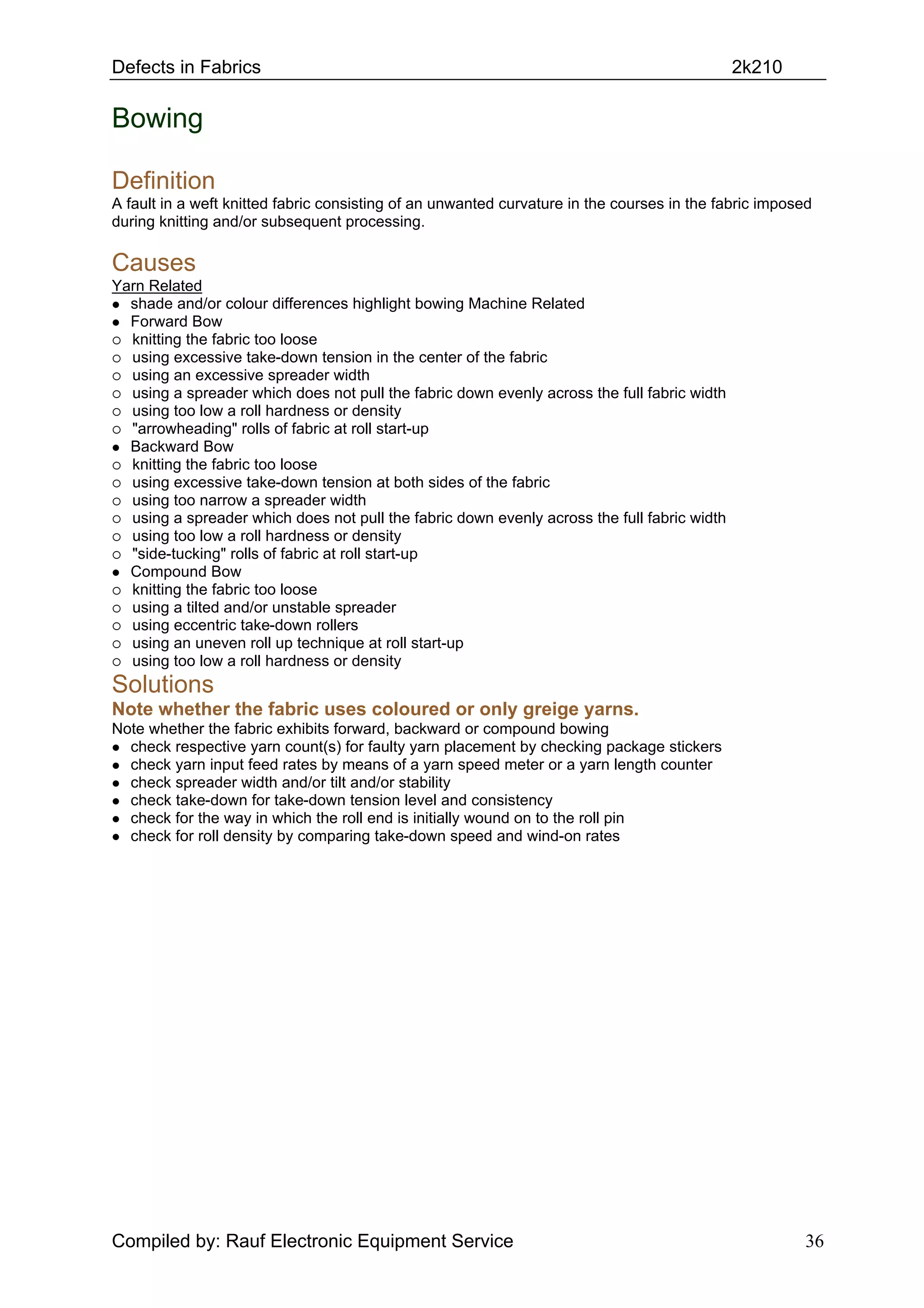 Fabric faults | PDF