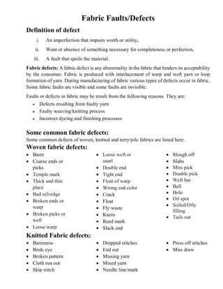 Fabric faults | PDF