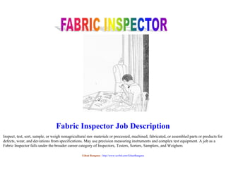 Fabric inspector job description gihan rangana | PDF