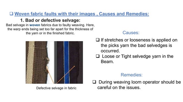 Fabrics and sewing defects of woven apparel By Engr. Aqs Zilani | PPT